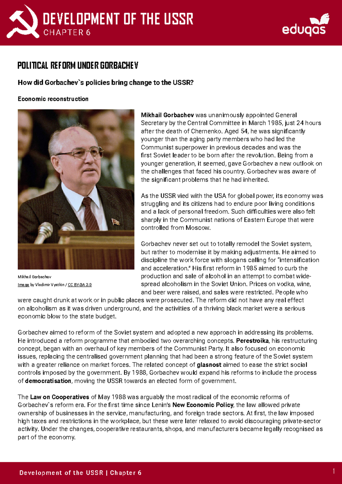 Development of ussr ch6 - 1 CHAPTER 6 POLITICAL REFORM UNDER GORBACHEV ...