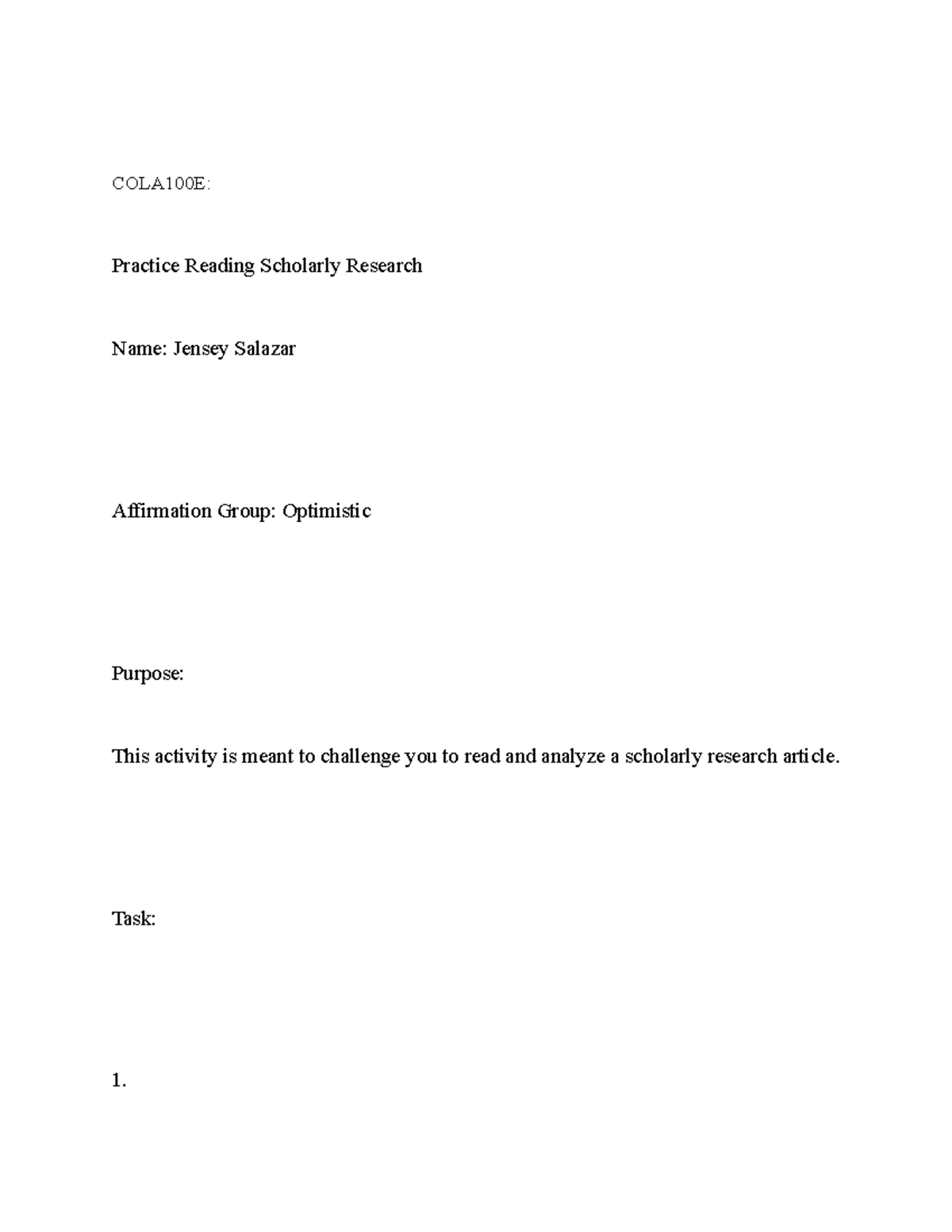 COLA100E Practice Reading Scholarly Research - COLA100E: Practice ...