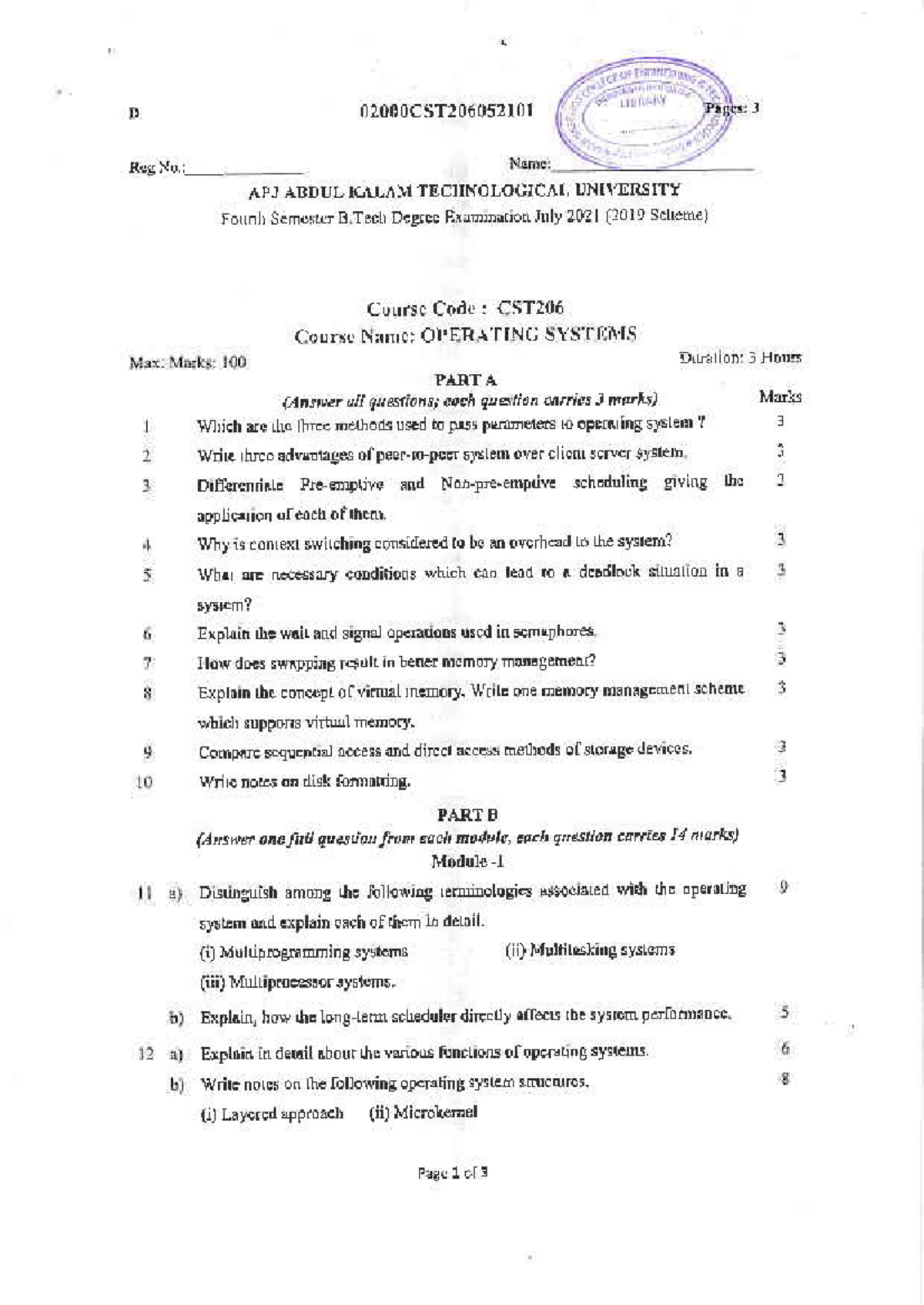 Cst206 compiler question paper - Computer Science and ENgineering - E+Lh[!u[misirJoFdNudh$F ...