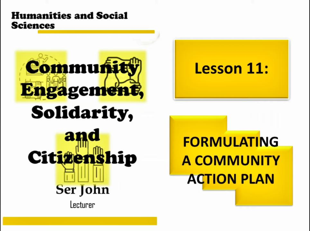 Lesson 11 - Formulating a Community Action Plan - Laboratory High ...