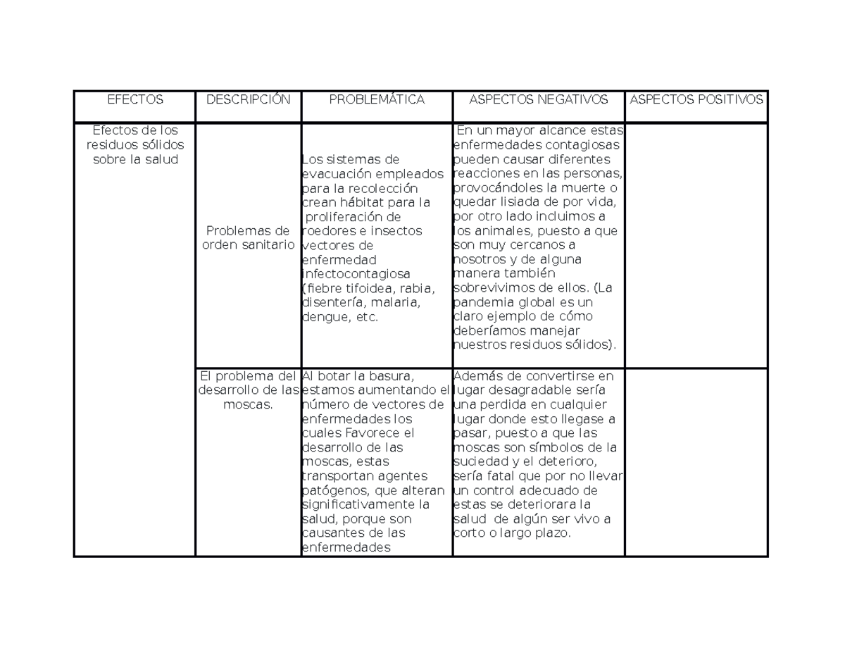 Analisis critico de la problematica - EFECTOS DESCRIPCIÓN PROBLEMÁTICA ...