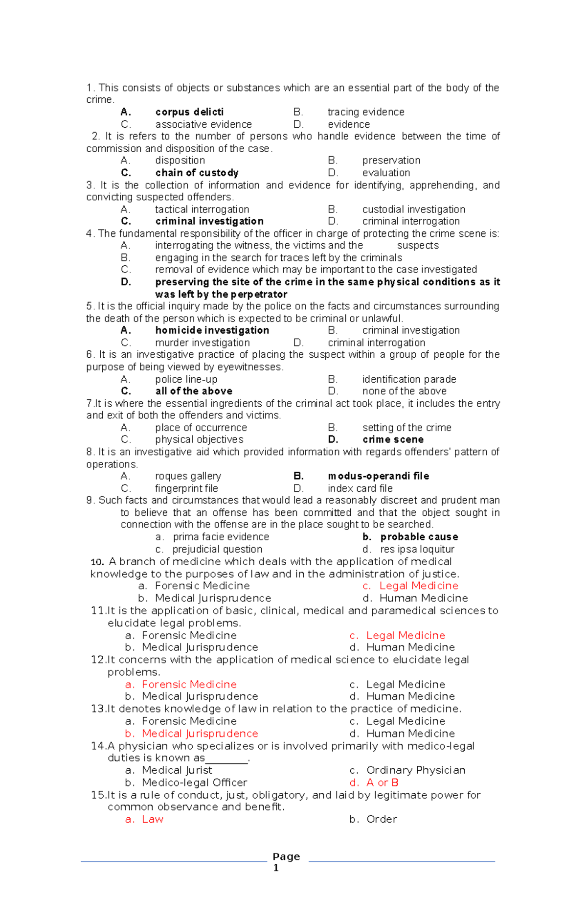 Cdi 2 legal med. - Copy - Q&A CDI - 1. This consists of objects or ...
