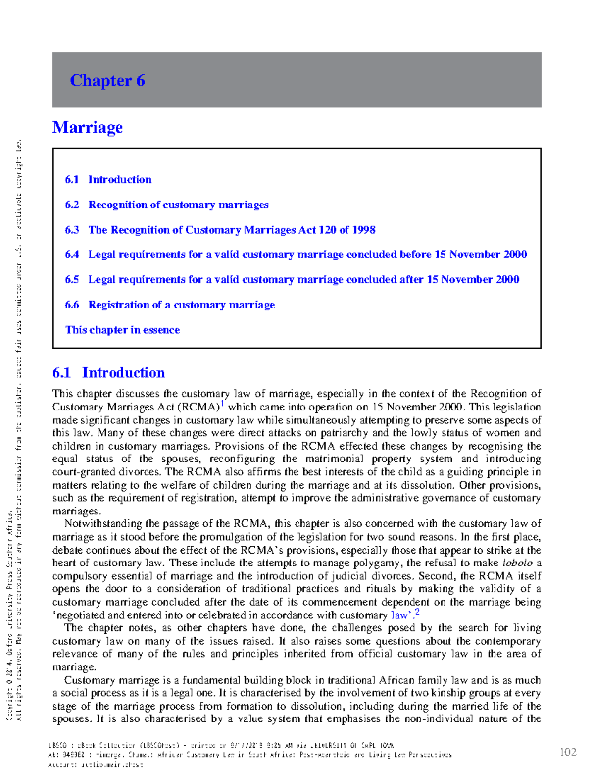Marriage - This legislation made significant changes in customary law ...