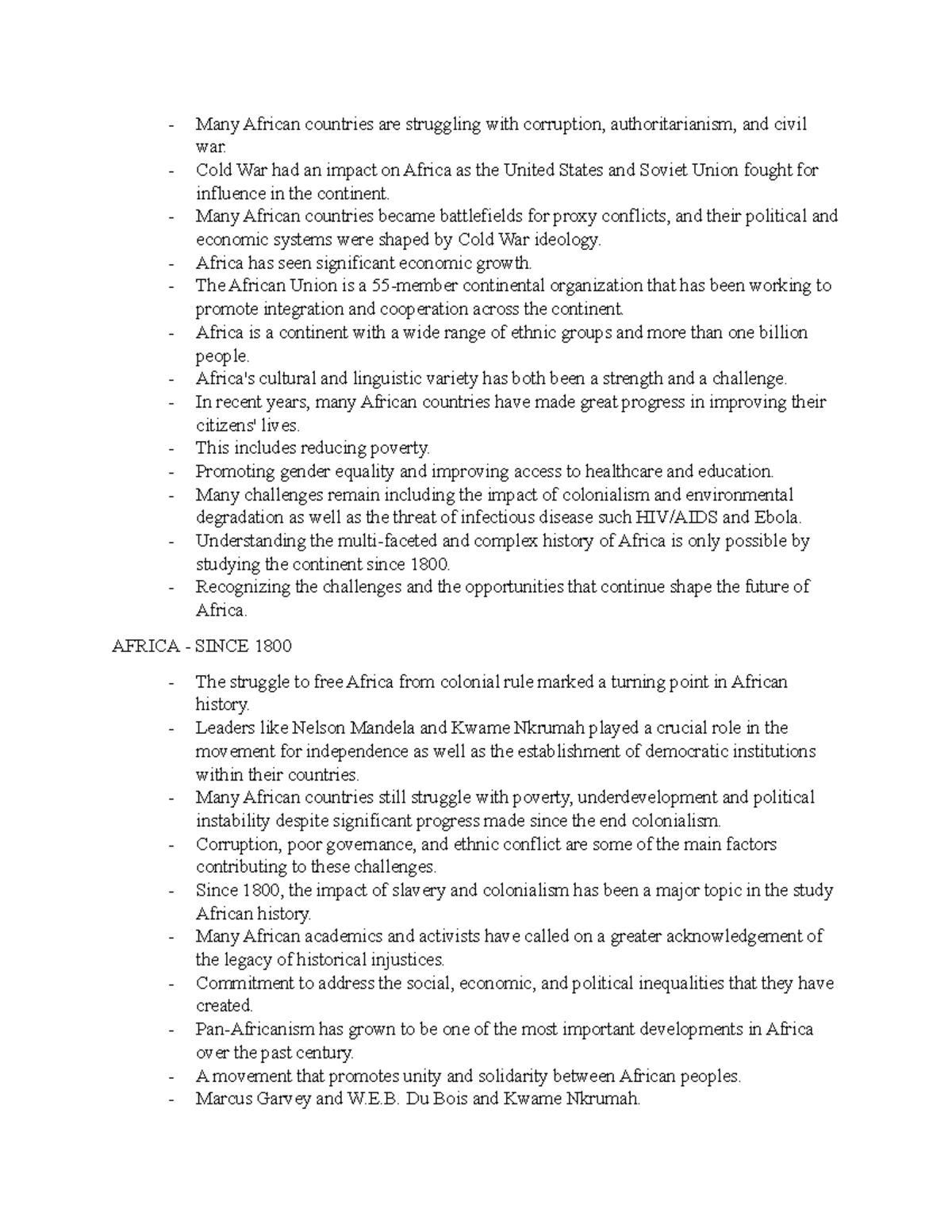 HIS 322 AFRO History Notes 5 - Many African countries are struggling ...