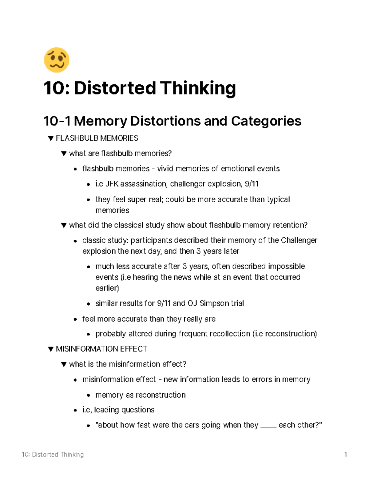 10 Distorted Thinking - Lecture 10 Notes - 10: Distorted Thinking 10-1 ...