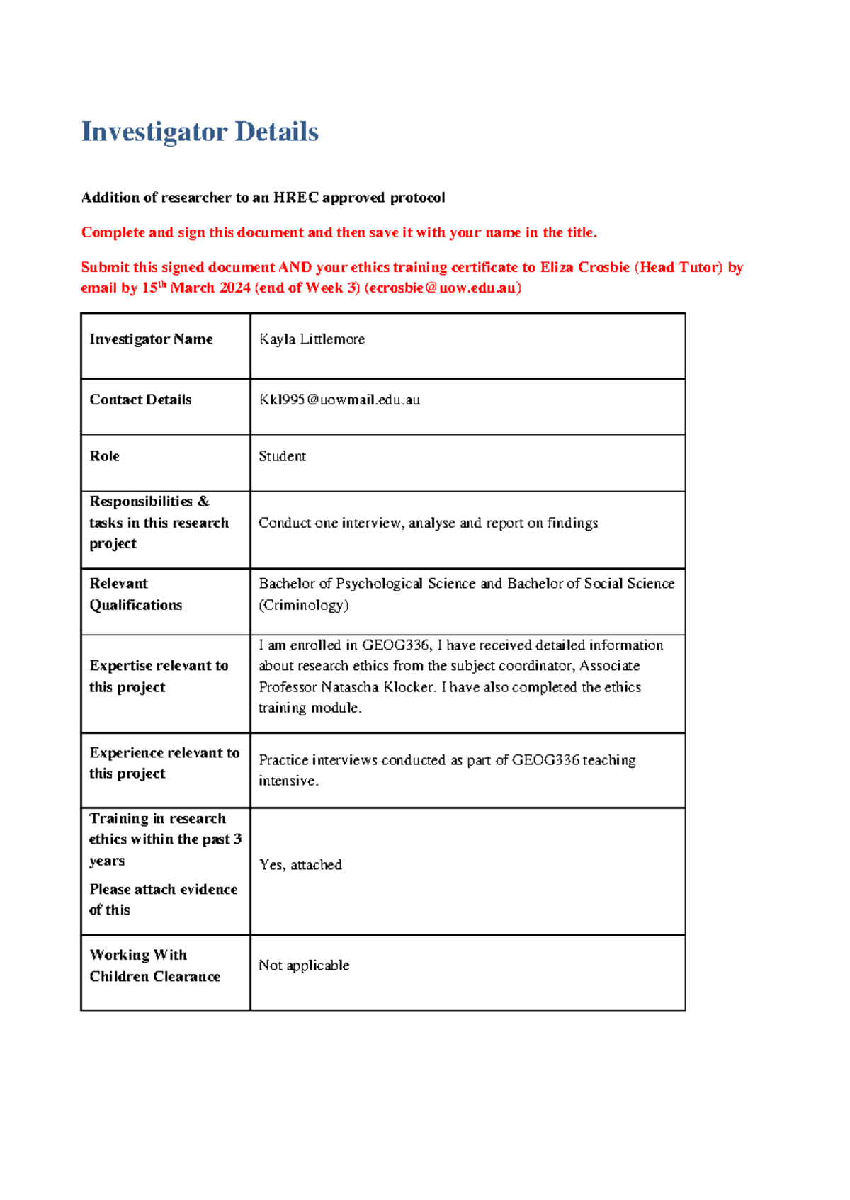 Researcher declaration - Investigator Details Addition of researcher to ...