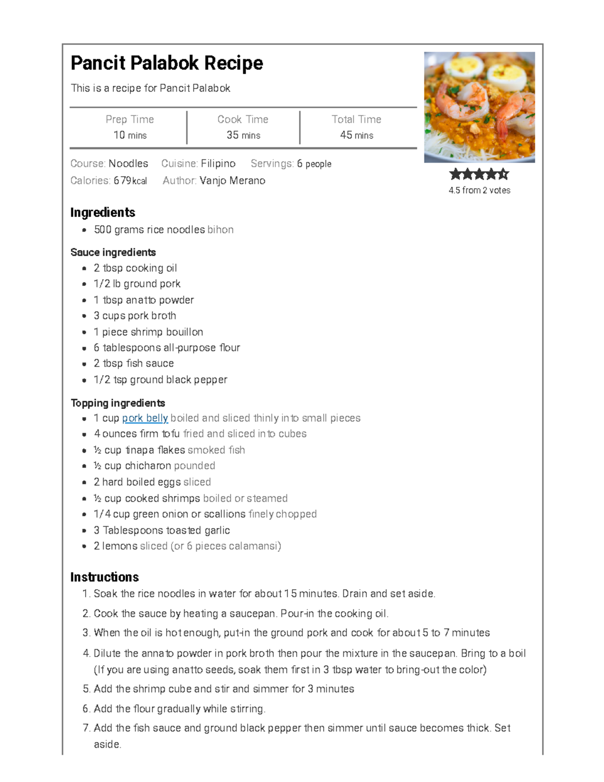 Pancit Palabok Recipe - Panlasang Pinoy - Pancit Palabok Recipe This is ...