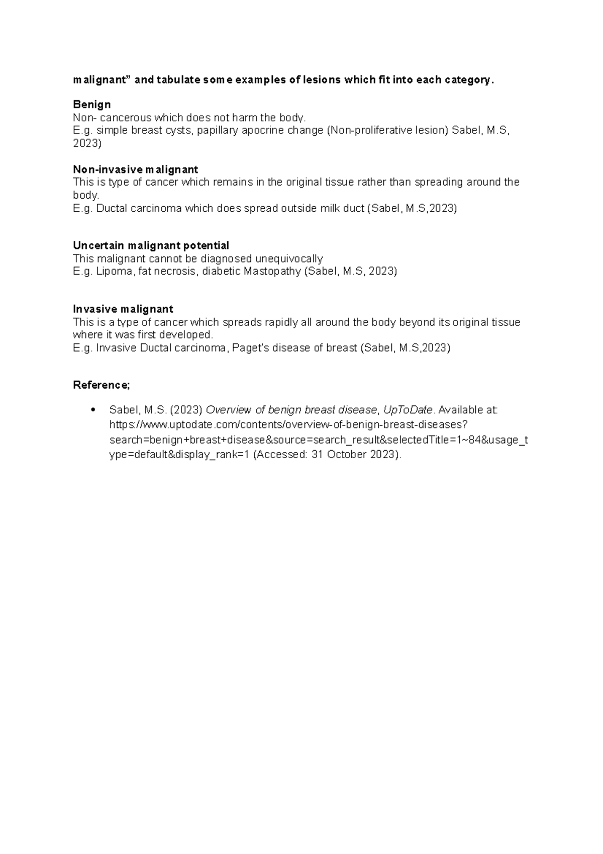 Activity 3 research terms - malignant” and tabulate some examples of ...
