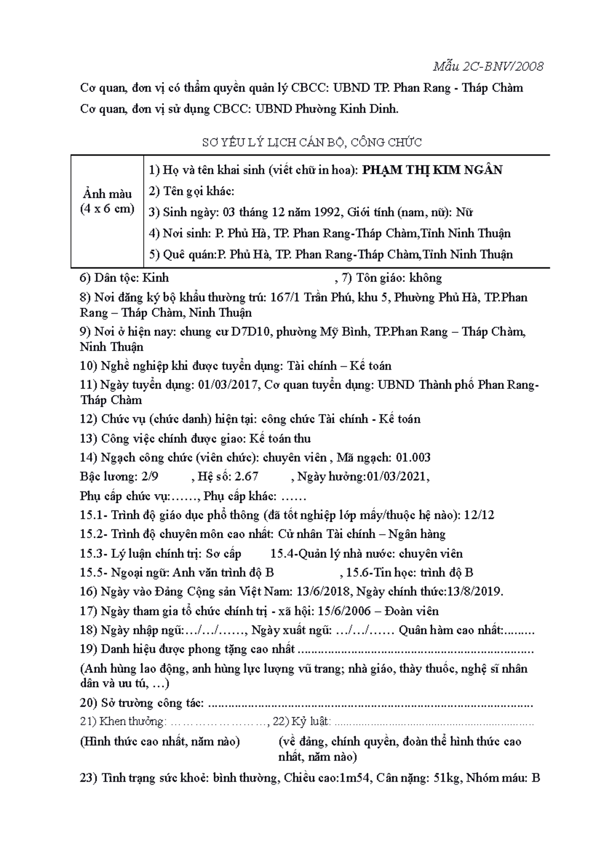 SYLL CBCC mẫu 2C - i don't no write enything - Mẫu 2C-BNV/ Cơ quan, đơn ...