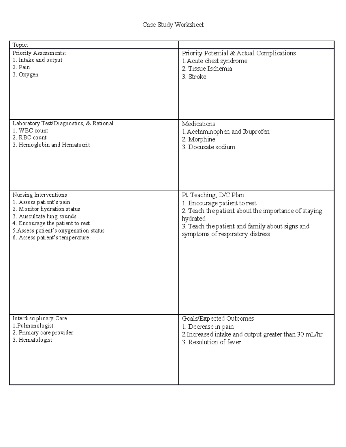 Case study worksheet - kuvkviuviy - Case Study Worksheet Topic ...