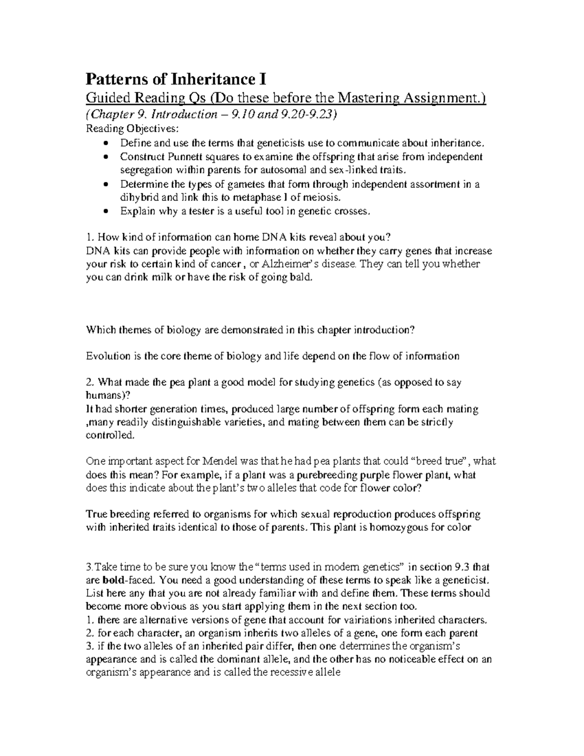 Lesson+11 GRQs Patterns+in+Inheritance+Part+1 - Patterns of Inheritance I Guided Reading Qs (Do ...