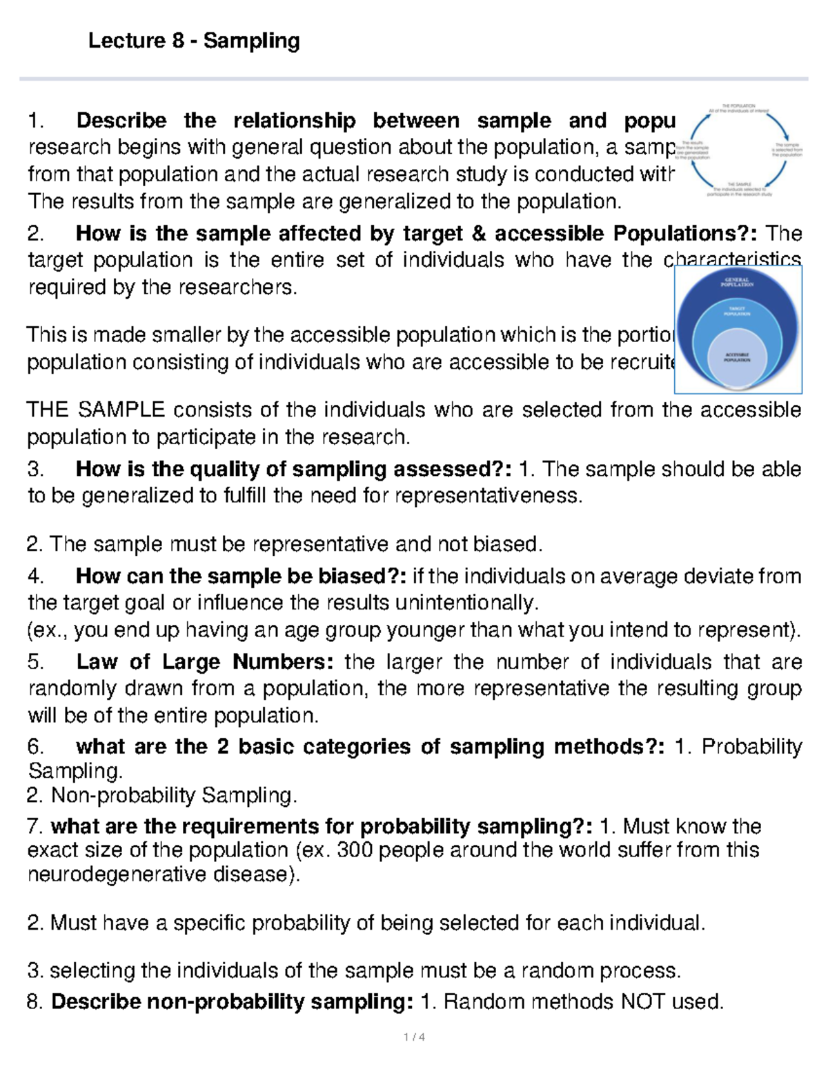 Neur2001 lec8 notes - Describe the relationship between sample and ...