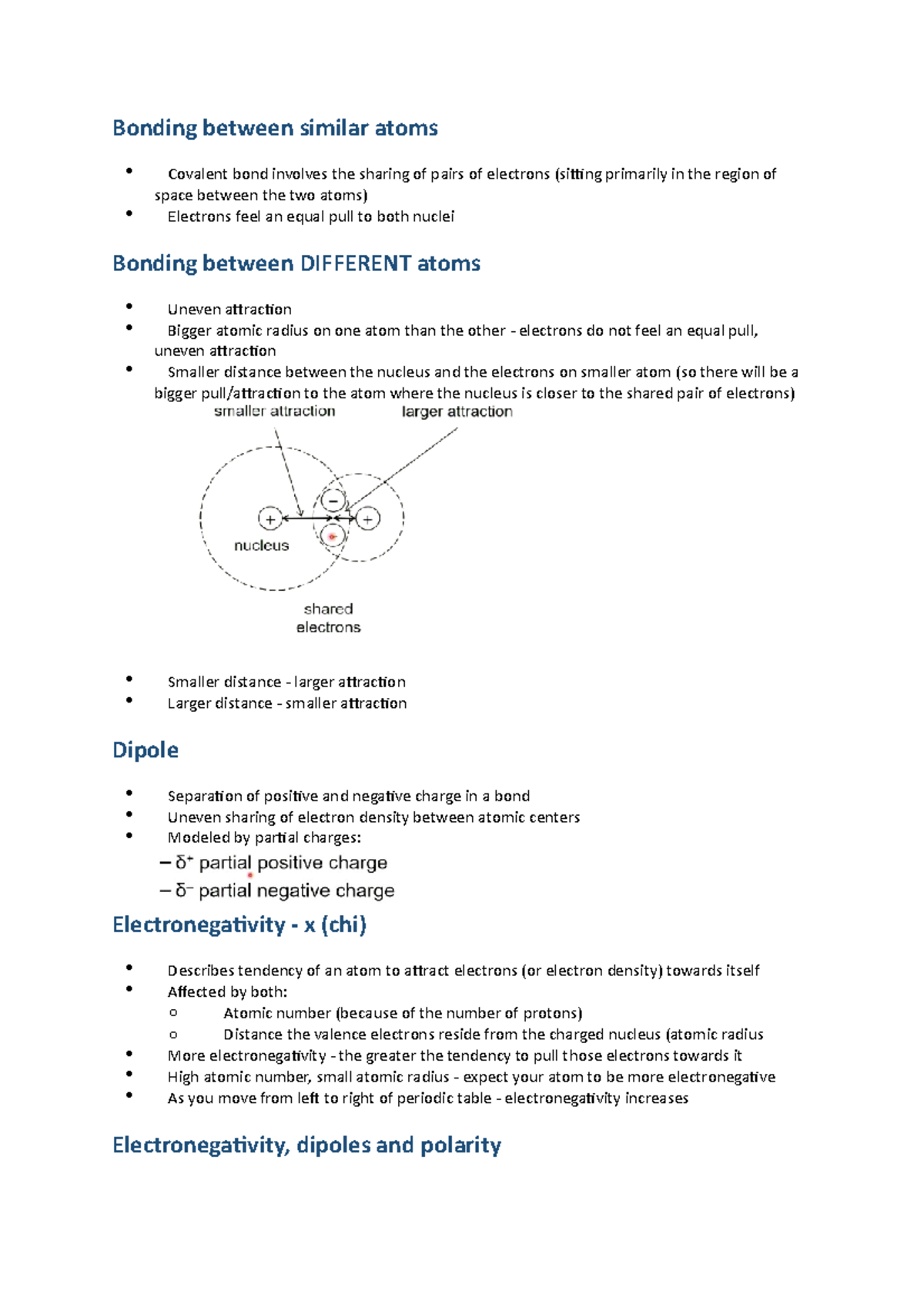 Bonding and Electronegativity - Bonding between similar atoms Covalent ...