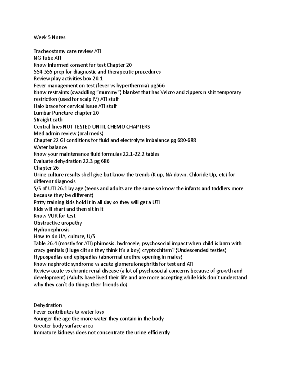 Week 5 Notes - Week 5 Notes Tracheostomy care review ATI NG Tube ATI ...