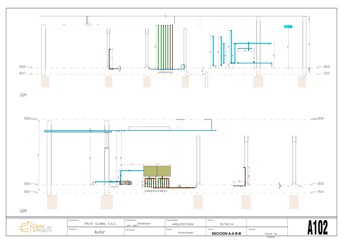 PLANO DE CORTES INSTALACIONES- Seccion A-A-B-B - NPT -3 01 NPT -3 ...