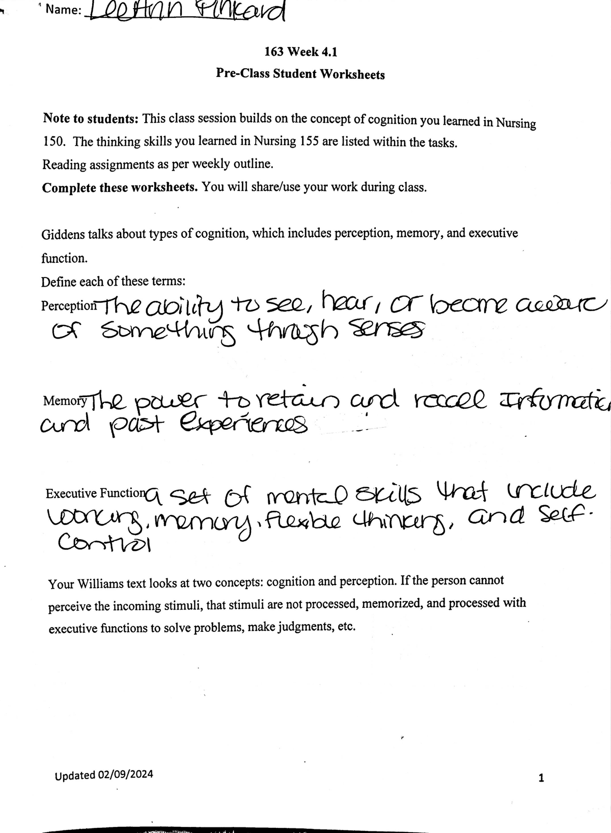163 4 - week 4 homework assignment - NUR 163 - Studocu