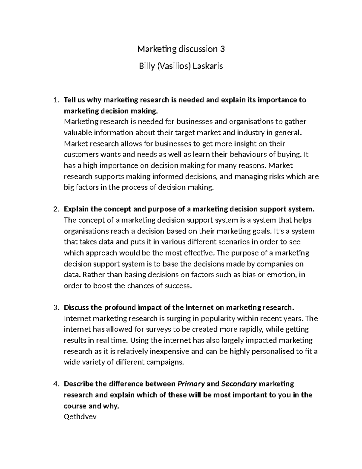Marketing discussion 3 Billy Laskaris - Marketing discussion 3 Billy ...