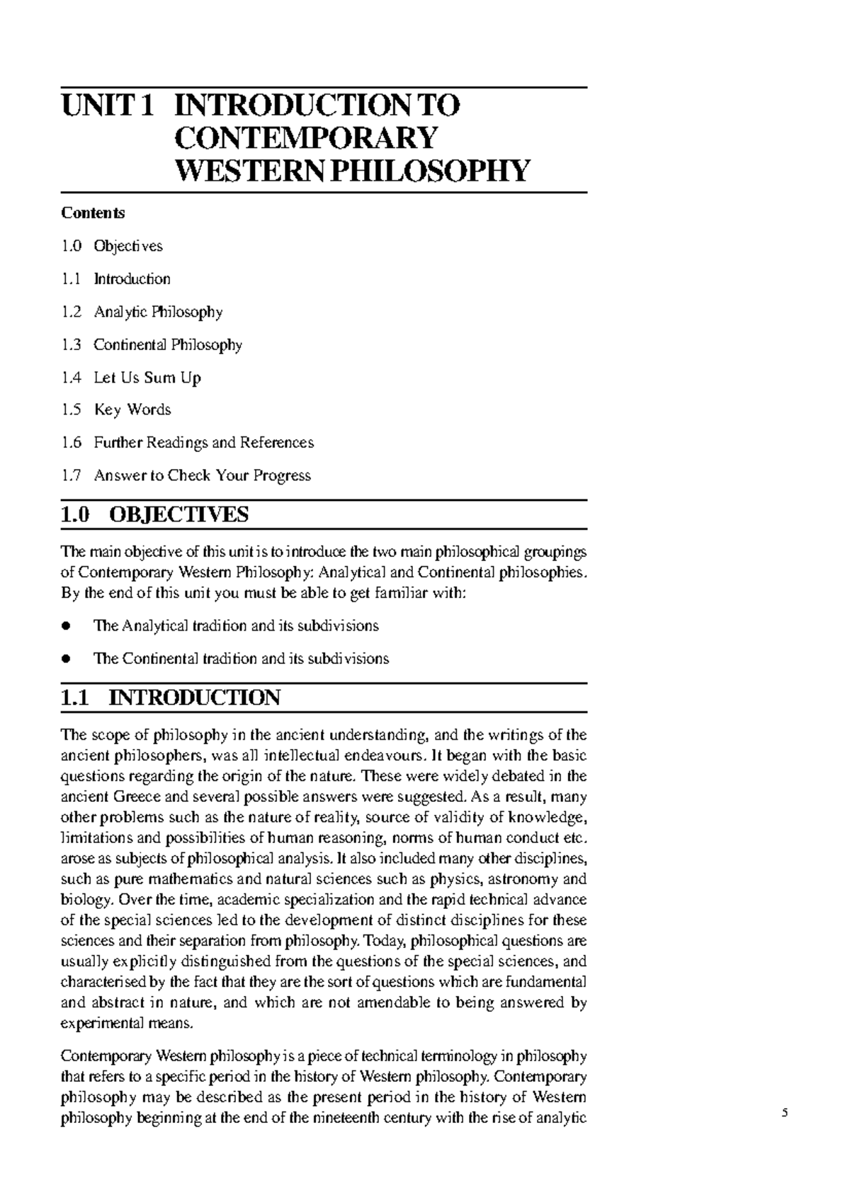 Unit-1 - 5 UNIT 1 INTRODUCTION TO CONTEMPORARY WESTERN PHILOSOPHY ...