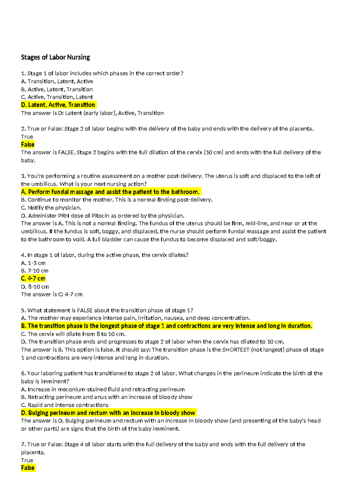 Stages of Labor Nursing - Stage 1 of labor includes which phases in the ...