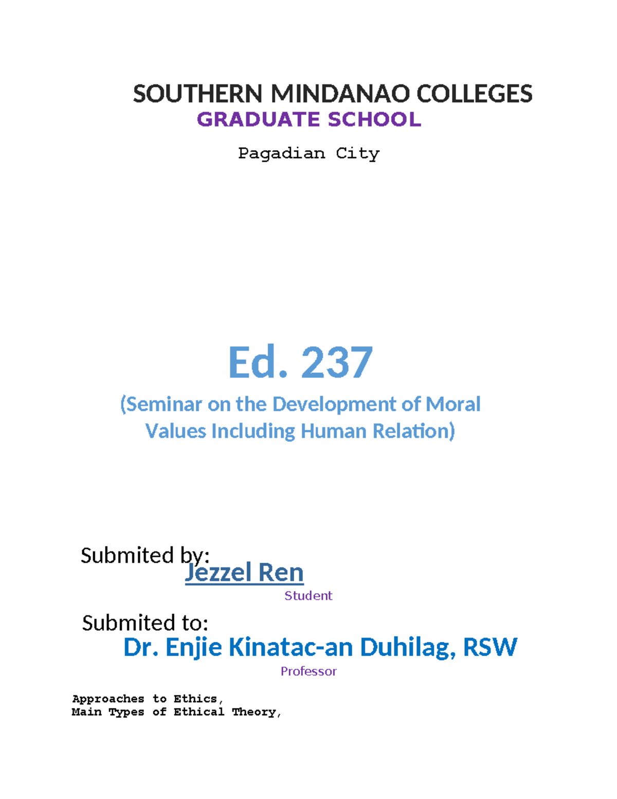 Ed-237- Reflectionlearning - GRADUATE SCHOOL Pagadian City Student ...