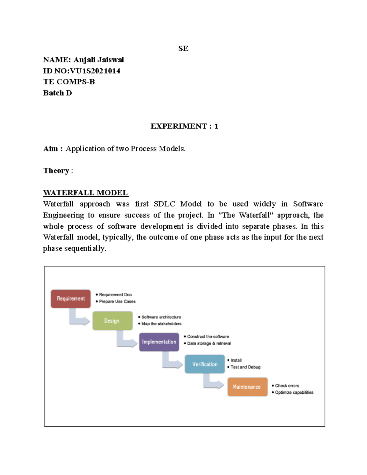 Software Engineering Experiment 1 - SE NAME: Anjali Jaiswal ID NO:VU1S TE COMPS-B Batch D ...