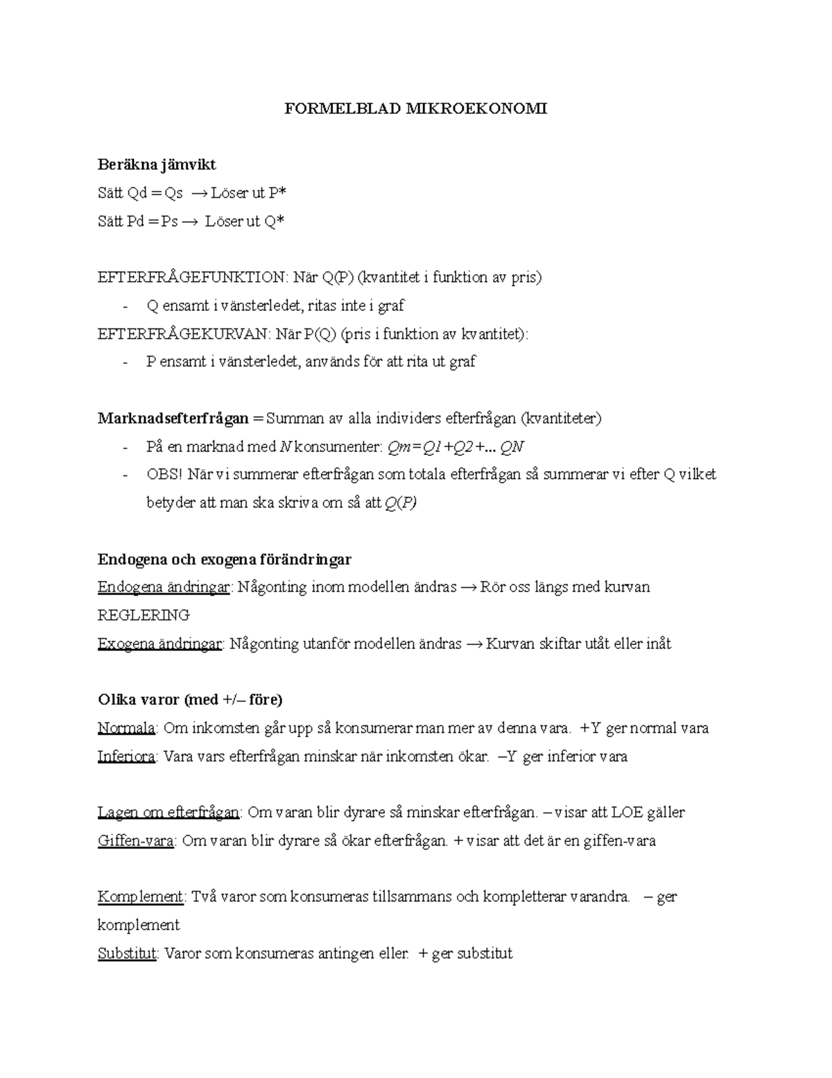 Formelblad - NEKA12 - Lunds Universitet - Studocu