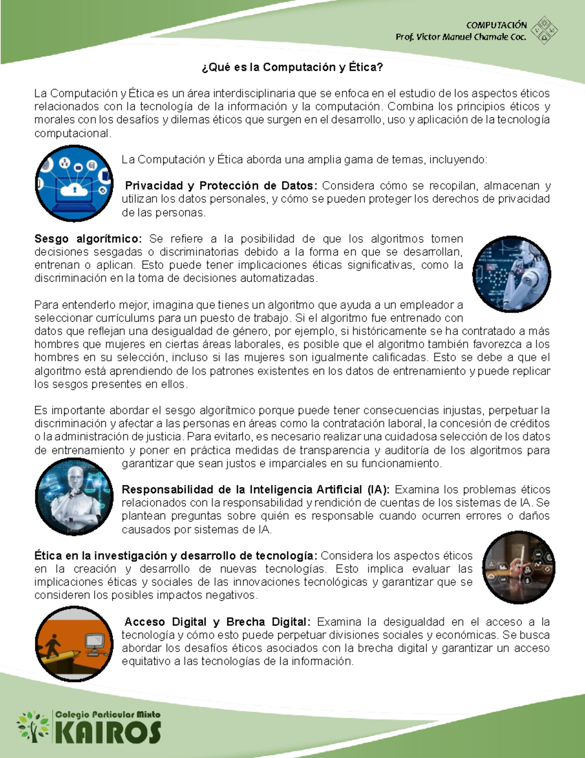 Qué es la Computación y Ética - COMPUTACIÓN Prof. Victor Manuel Chamale ...