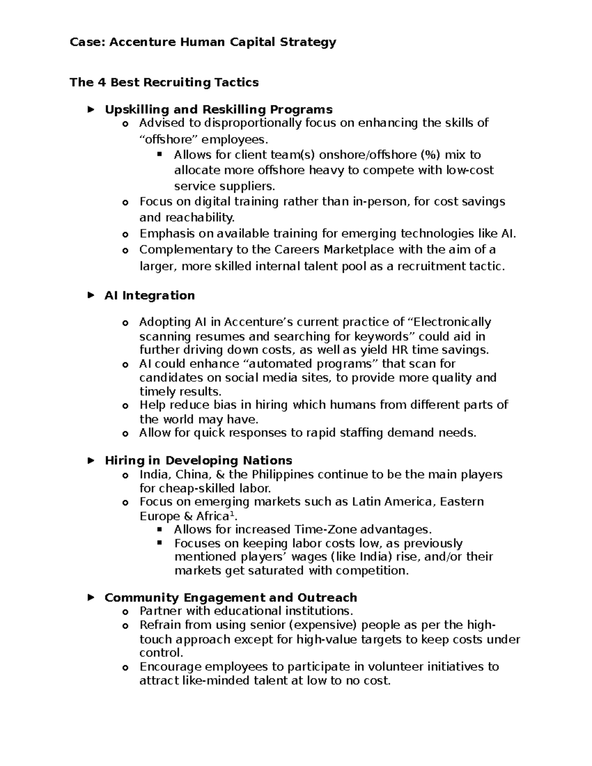 Accenture - Human Capital Strategy - Case: Accenture Human Capital ...