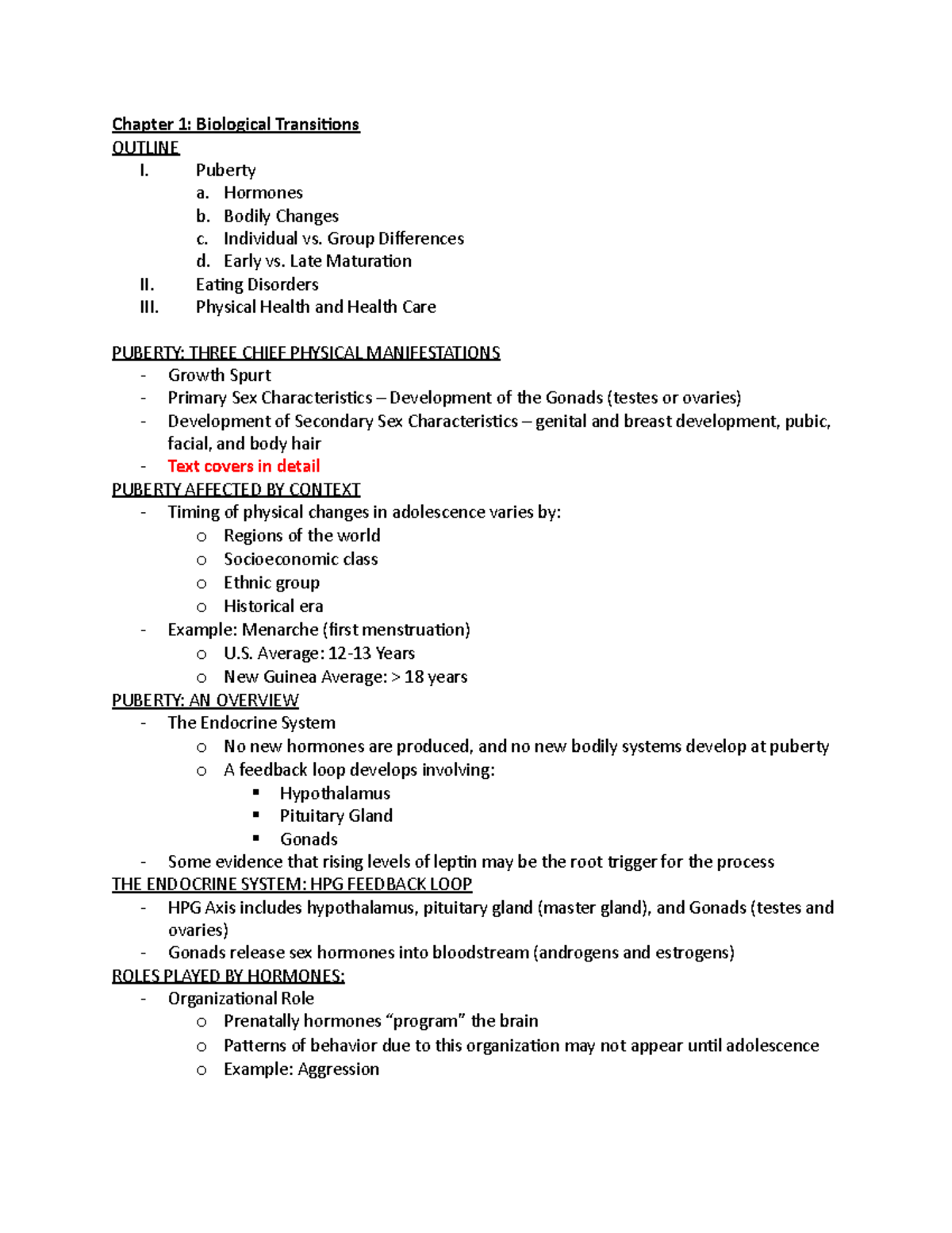 Chapter 1 - Biological Transitions - Chapter 1: Biological Transitions ...