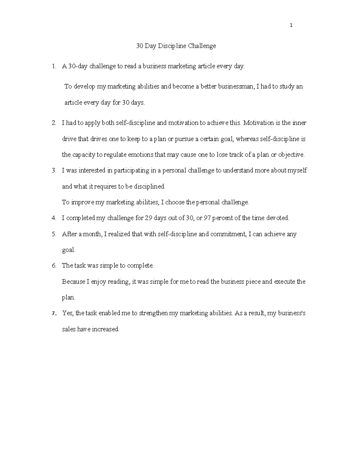 30 Day Discipline Challenge. Article Reading Challenge - 1 30 Day ...