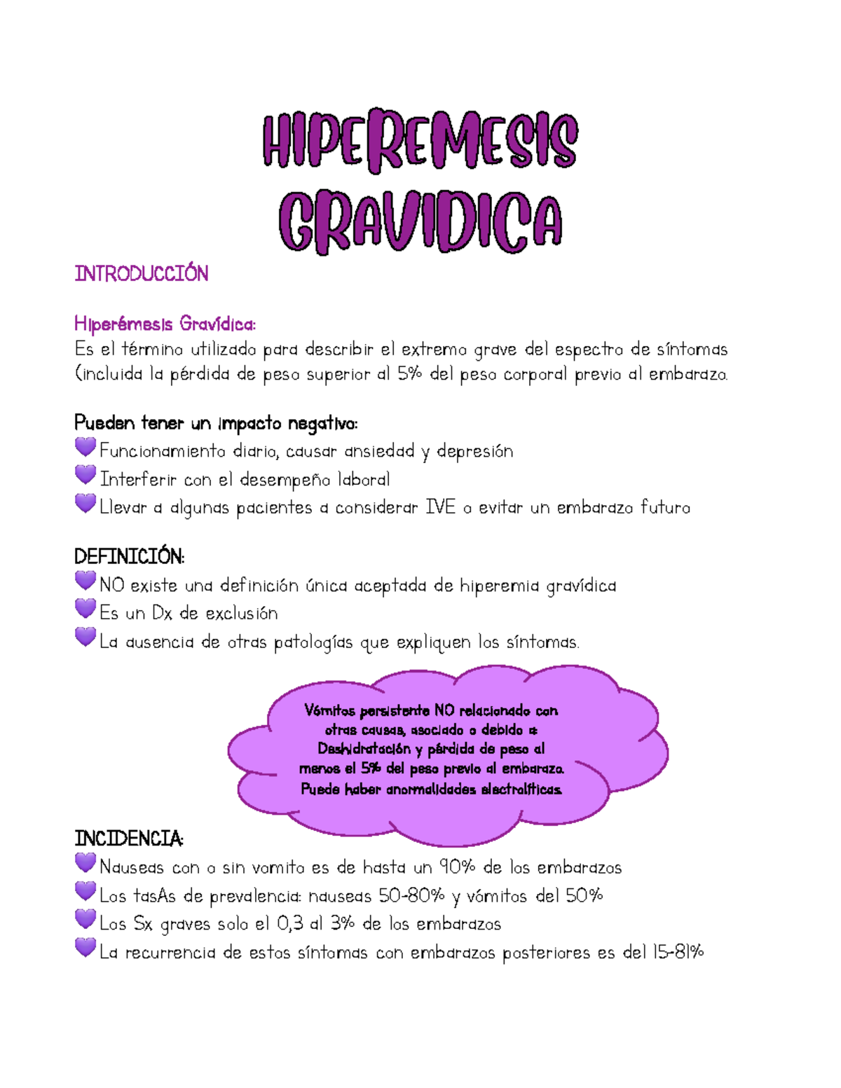 1. Hiperemesis Gravidica - INTRODUCCIÓN Hiperémesis Gravídica: Es el ...