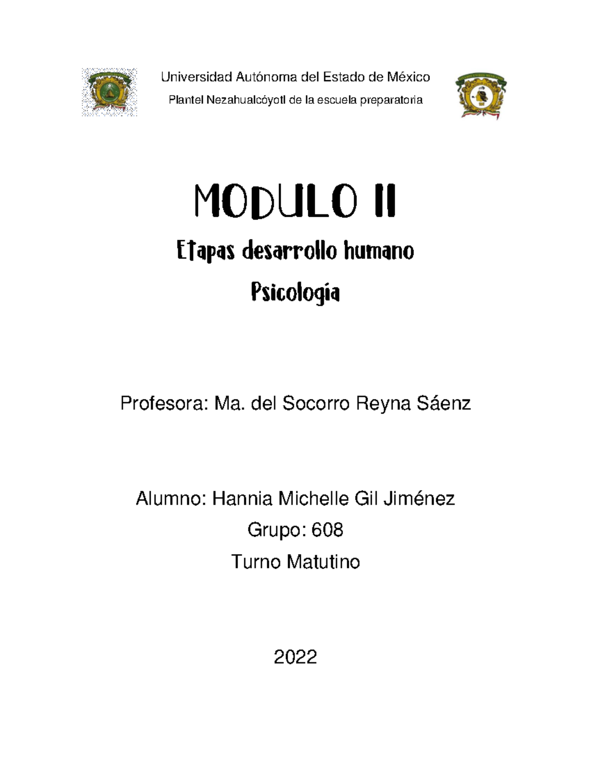 Etapas del desarrollo Humano GJHM - Universidad Autónoma del Estado de ...