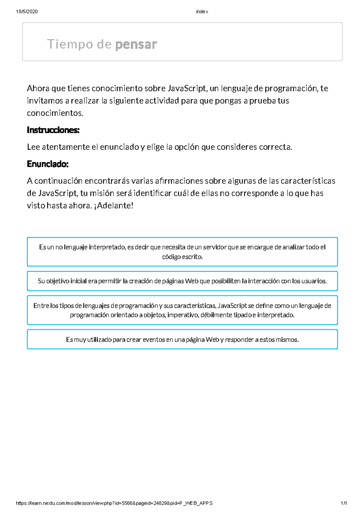 3126 Interactividad Usando Java Script Lección 1 Qué Es Java Script Actividad 2 1852020