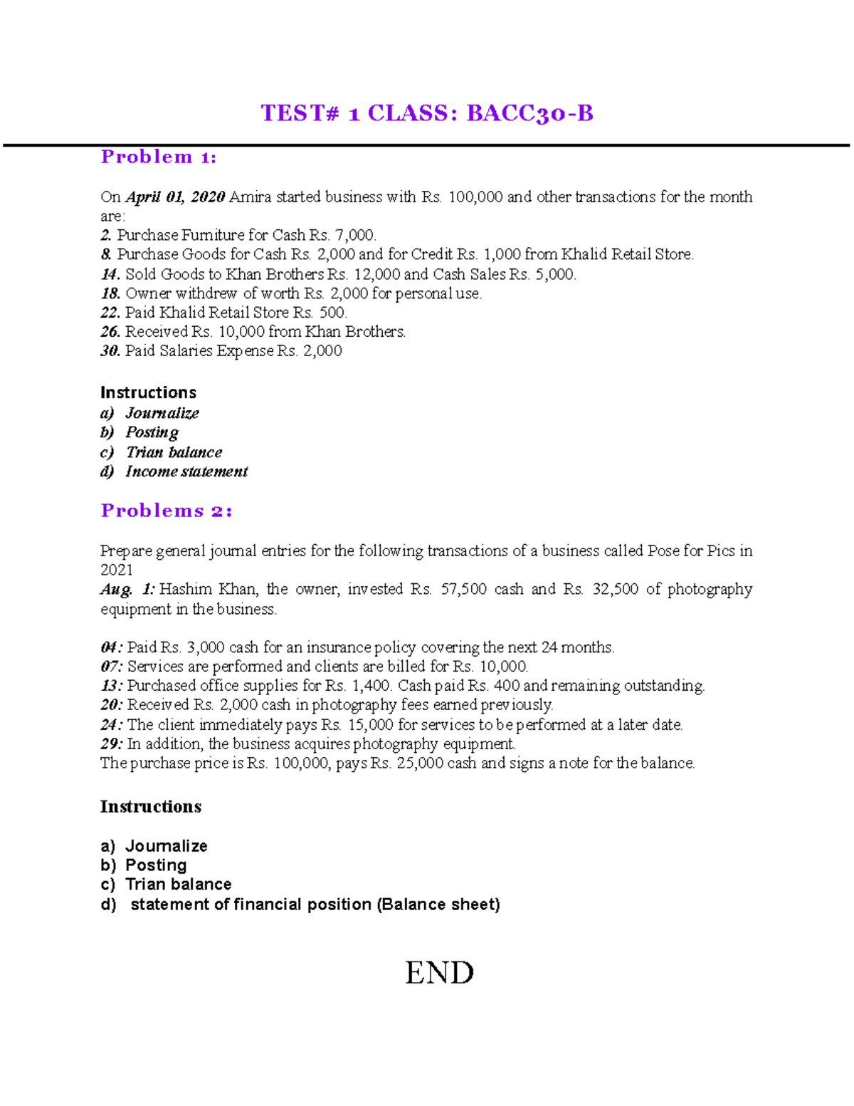 Munira Abdullaahi - Assignment#1 BACC30-B - TEST# 1 CLASS: BACC30-B ...