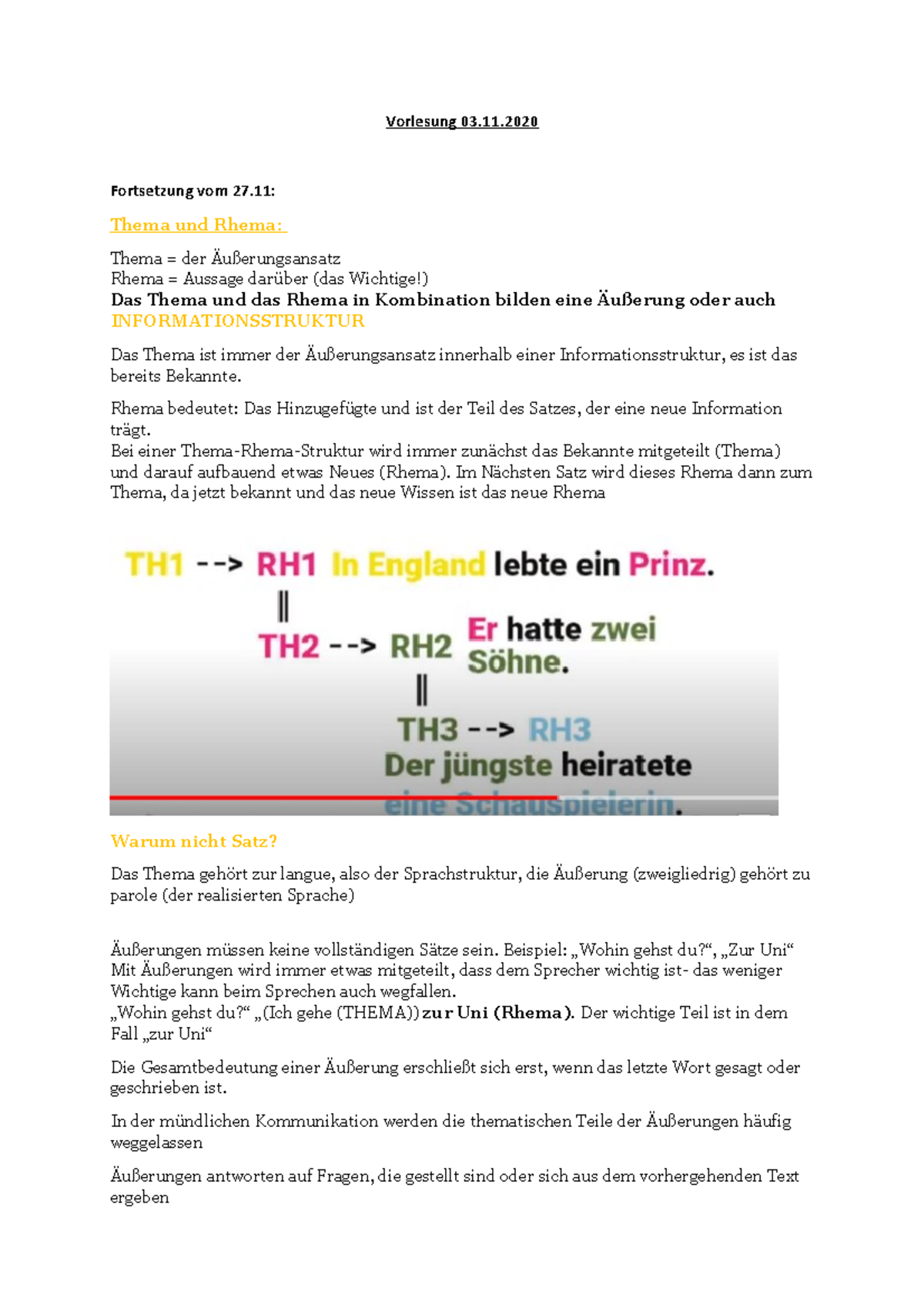 Thema- Rhema-Struktur - Vorlesung 03. Fortsetzung vom 27: Thema und ...