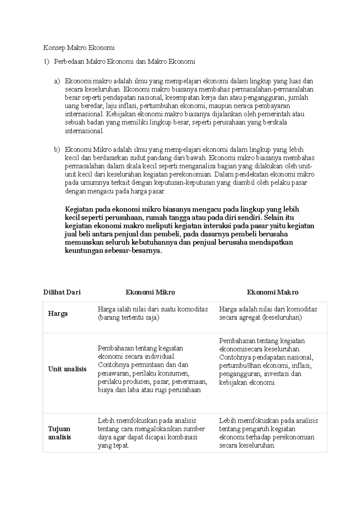 Konsep Makro Ekonomi - Konsep Makro Ekonomi Perbedaan Makro Ekonomi dan Makro Ekonomi a) Ekonomi ...