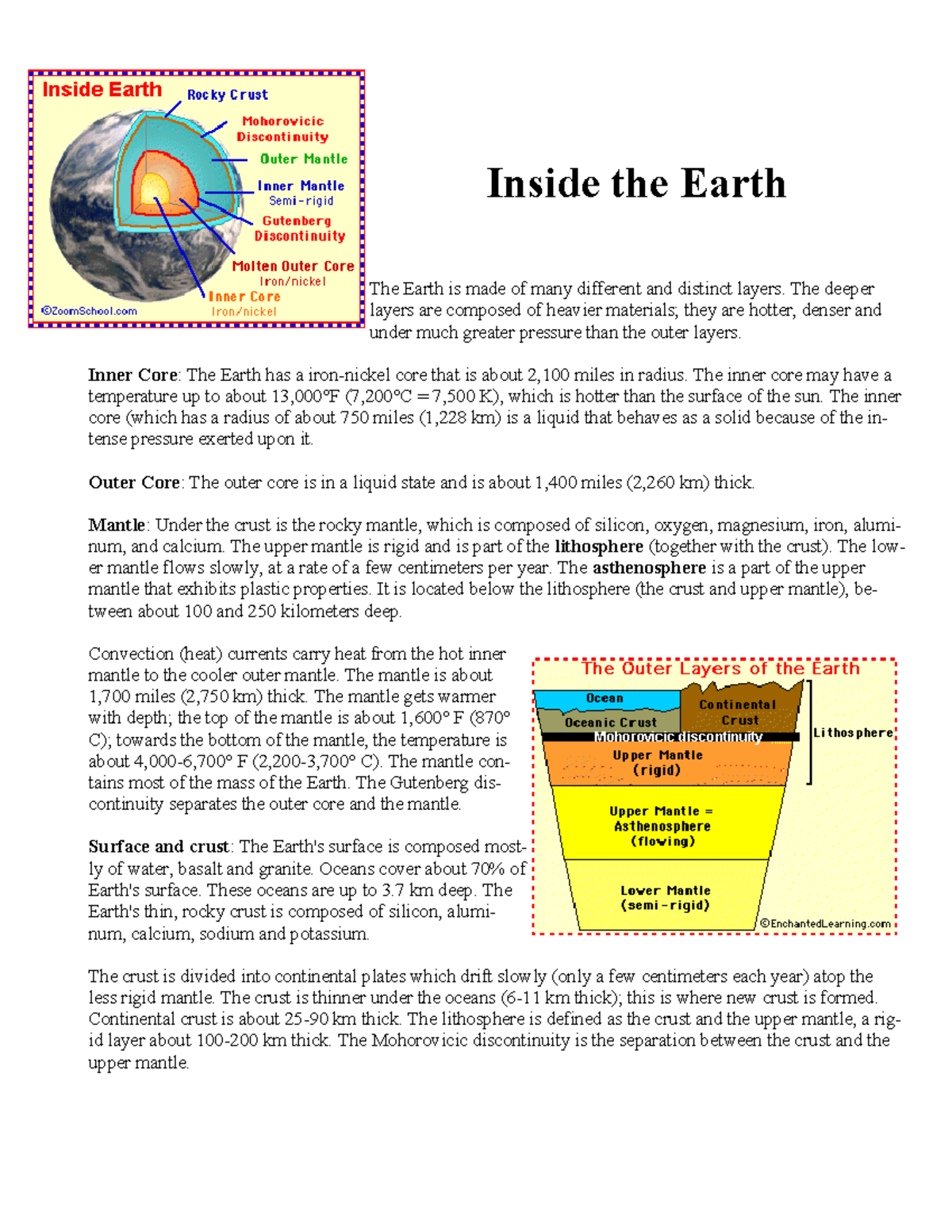 Earth layers read q - Inside the Earth The Earth is made of many ...