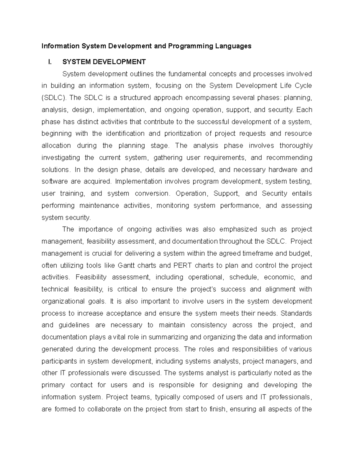 Information System Development and Programming Languages - SYSTEM ...