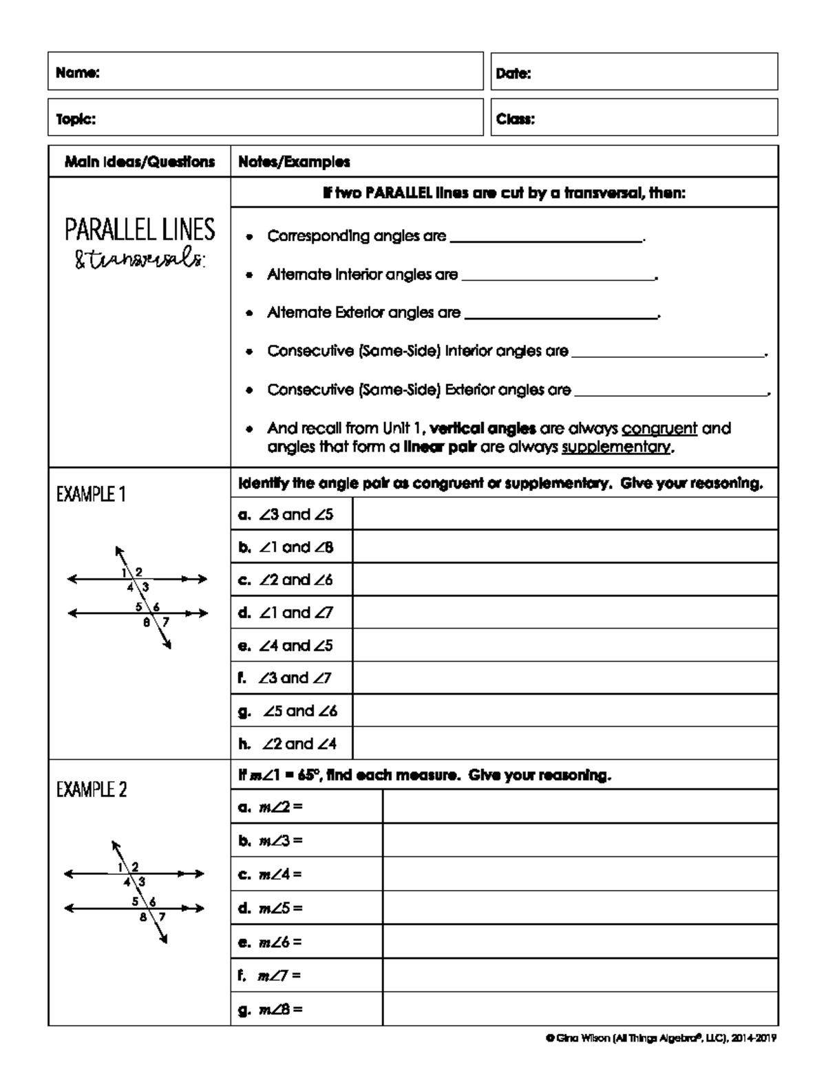 Loloo, Unit 3 Parellel & Perpendicular lines Lesson 2 Parallel Lines ...