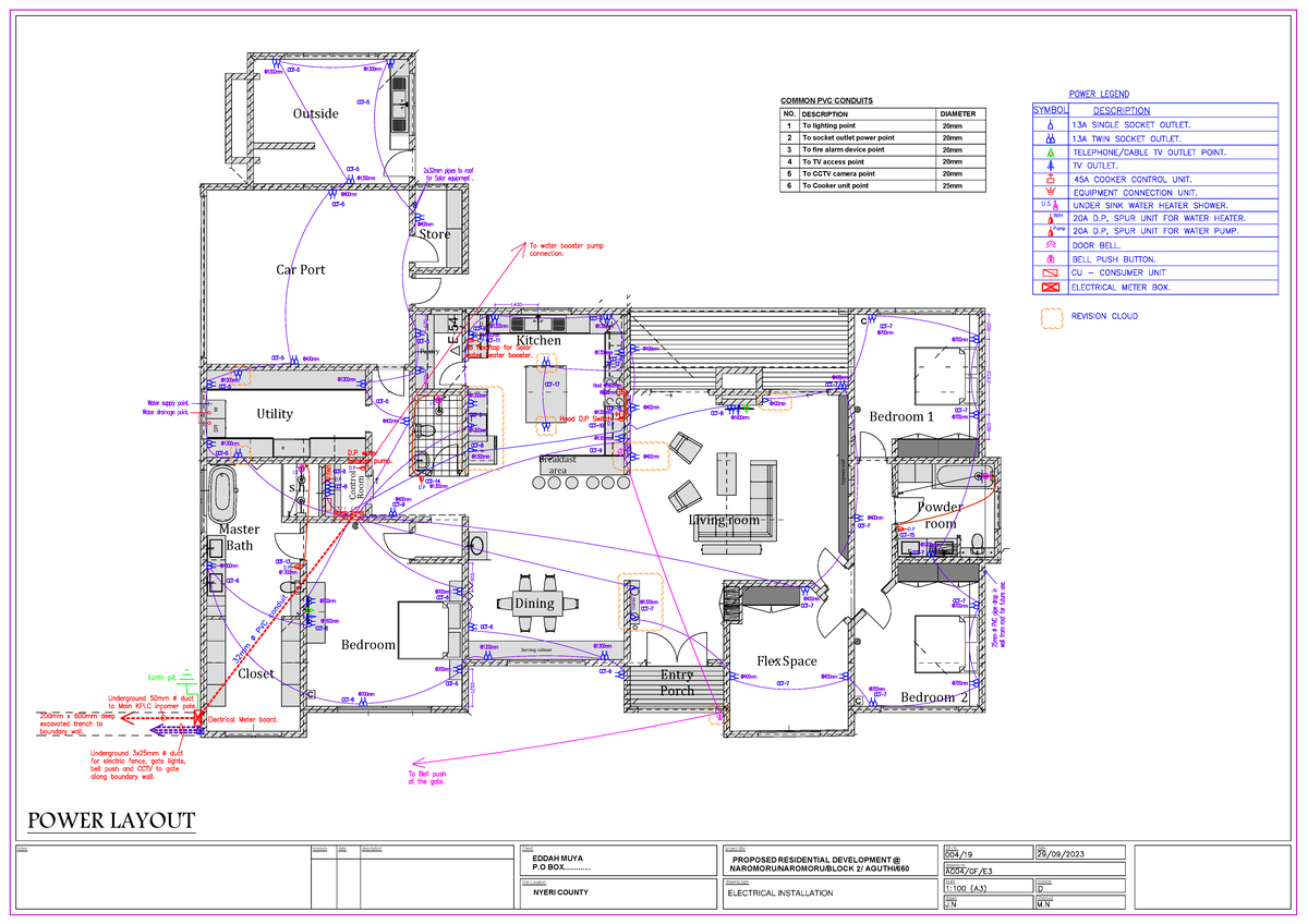 Electrical - Rev D-Power Layout A3 - W DR E- Living room Entry Porch ...