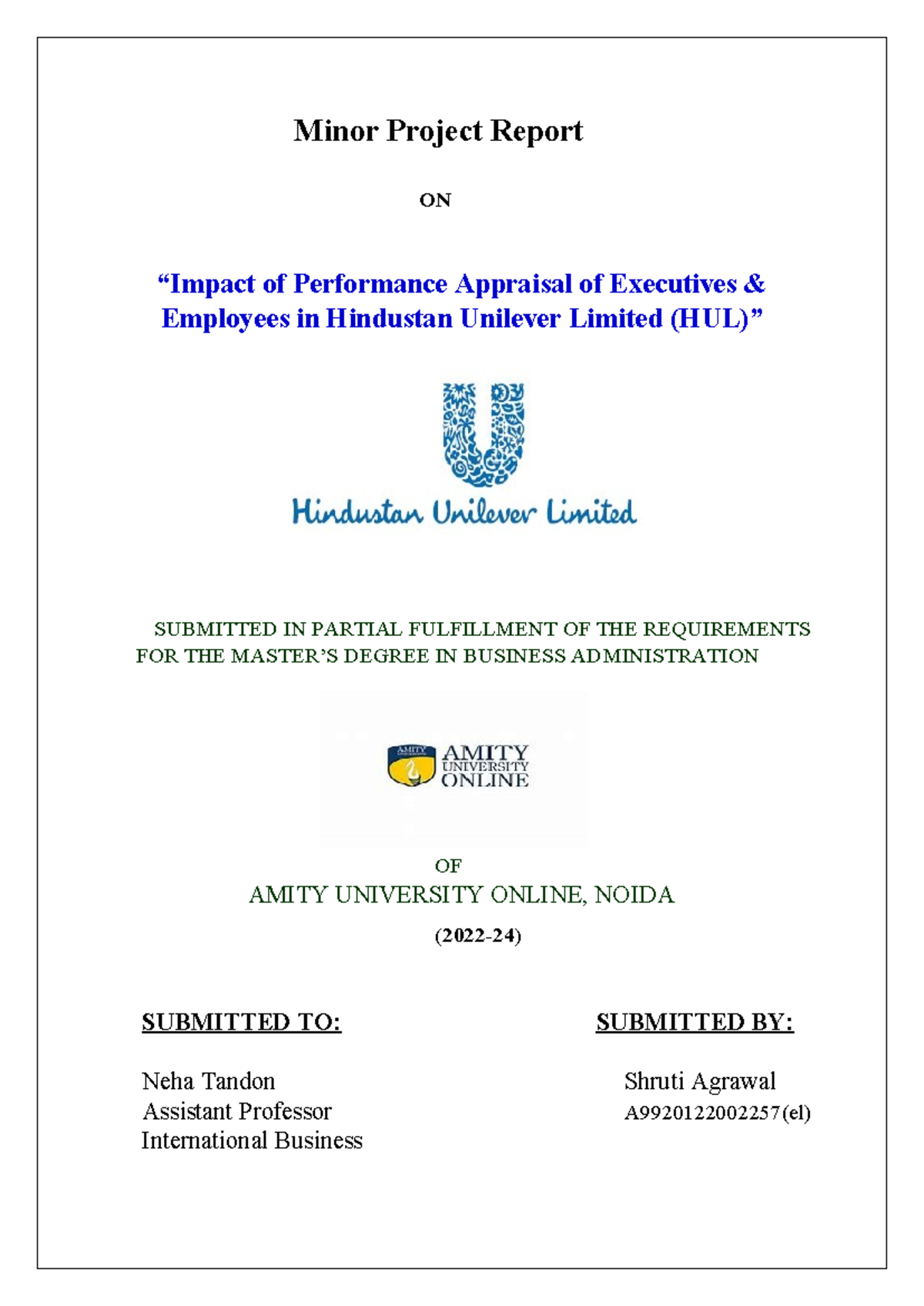 Minor Project Report - very good - Minor Project Report ON “Impact of ...