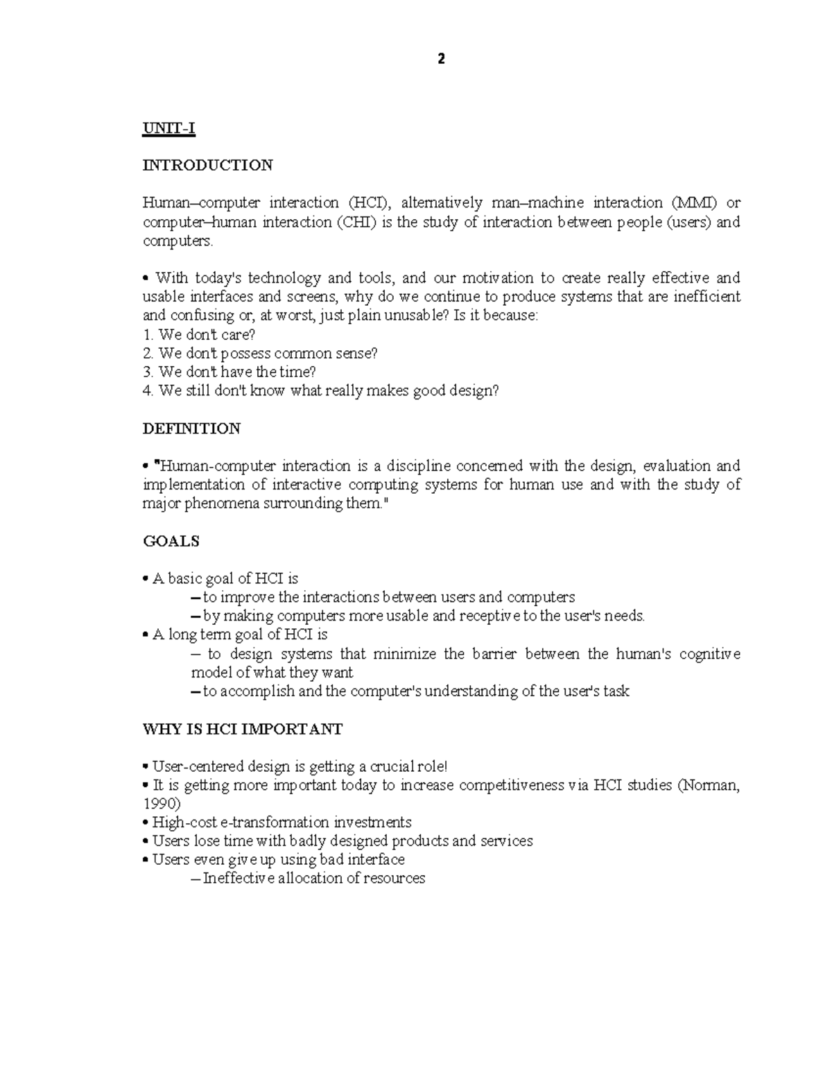 HCI Notes - UNIT-I INTRODUCTION Human computer interaction (HCI ...