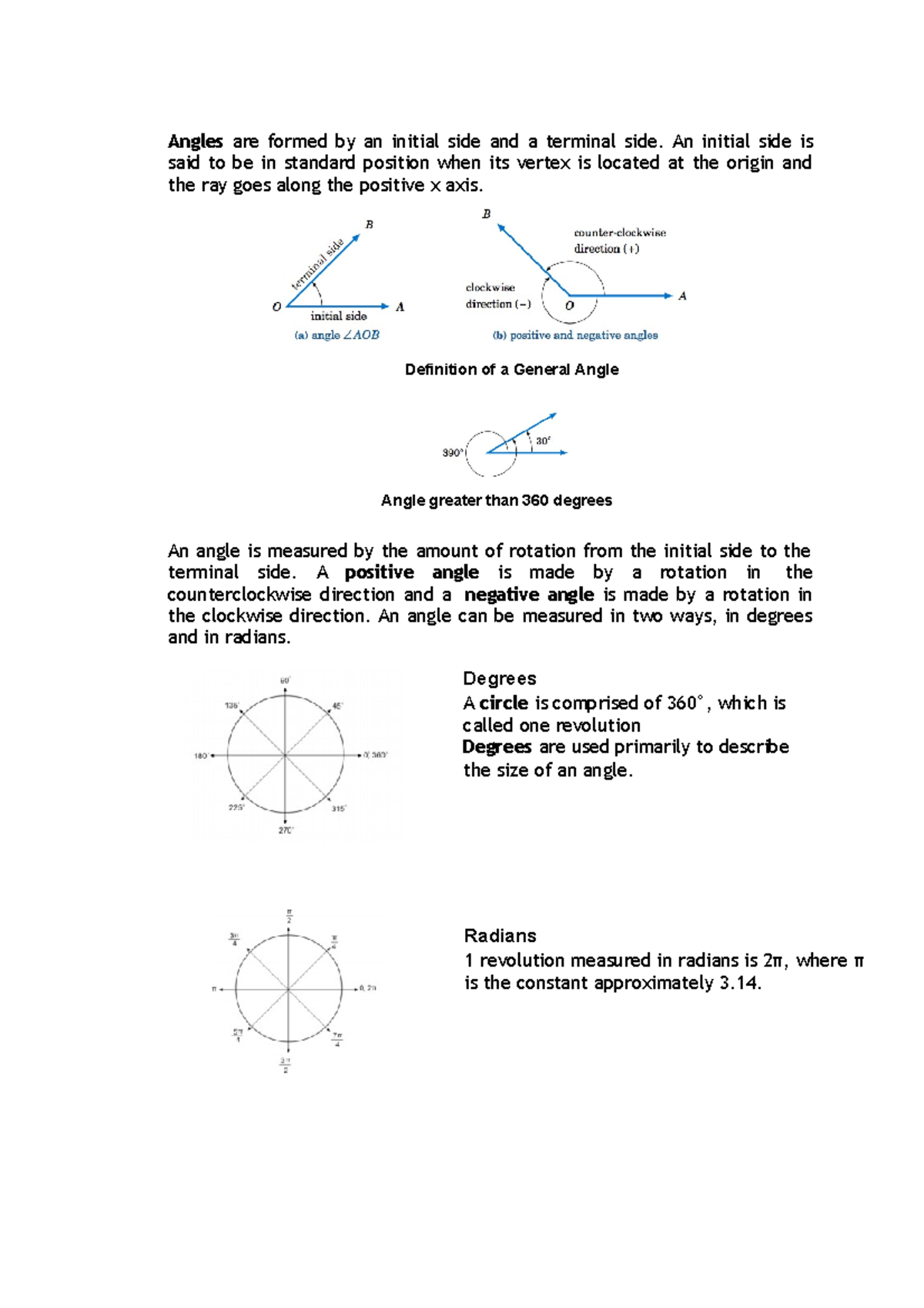 Trigonometric Function AND Angel - Angle greater than 360 degrees Angles are formed by an ...