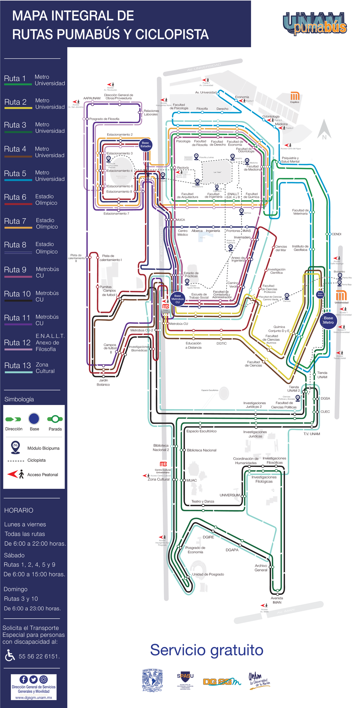 Rutas pumabus - ####### Ruta 1 Metro Universidad ####### Ruta 2 Metro ...