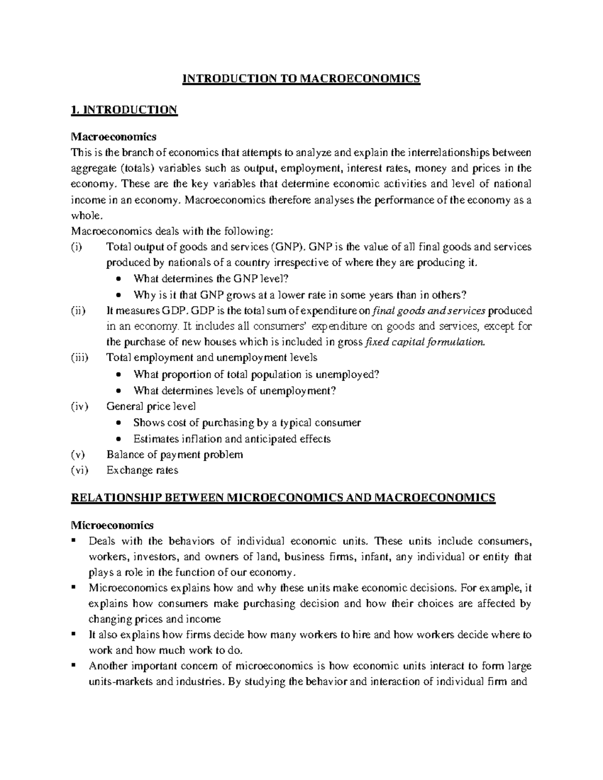 Introduction TO Macroeconomics-1- macroeconics introduction and well ...