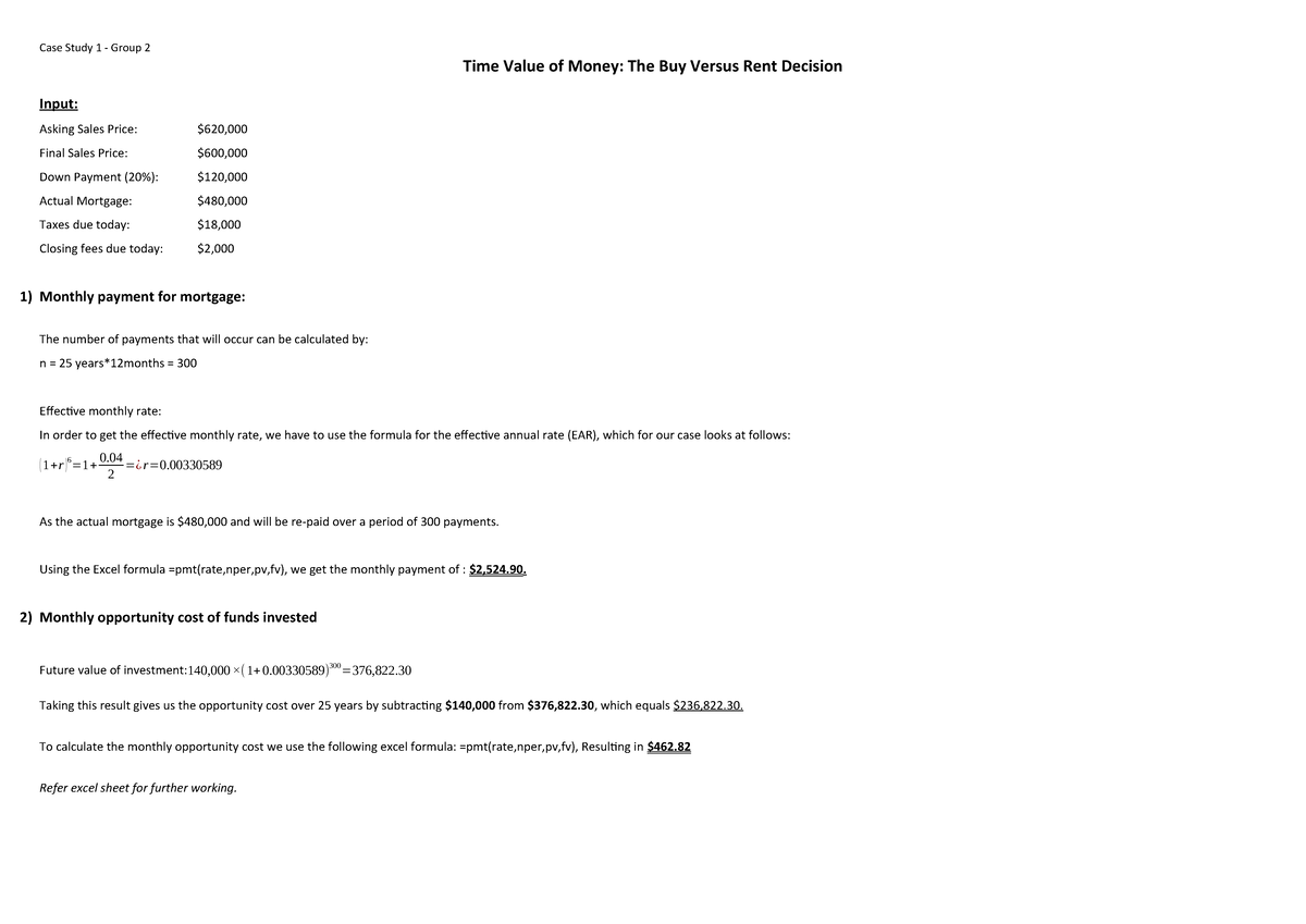 Pdfcoffee logdfasd borrow plan coconut - Time Value of Money: The Buy Versus Rent Decision Input ...