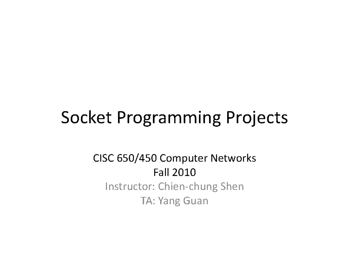 Sockets programming - eecis.udel:5678/dir/index • Test your server with ...