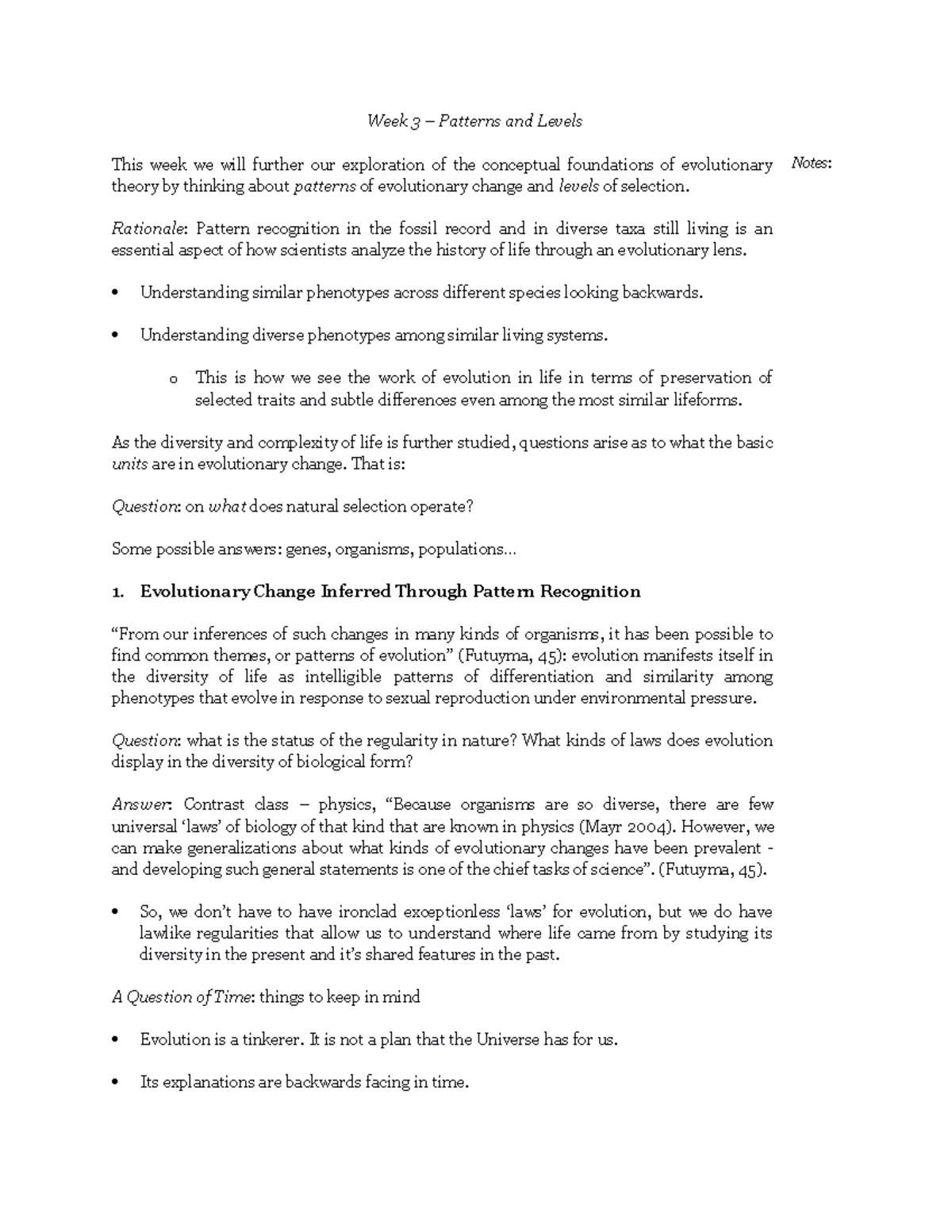 Patterns and Levels - Lecture Notes - Week 3 – Patterns and Levels This ...