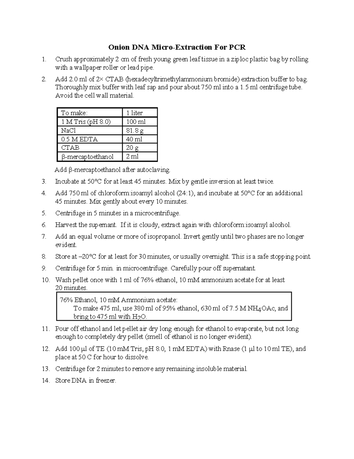 Miniprep of onion DNA for PCR - Onion DNA Micro-Extraction For PCR ...