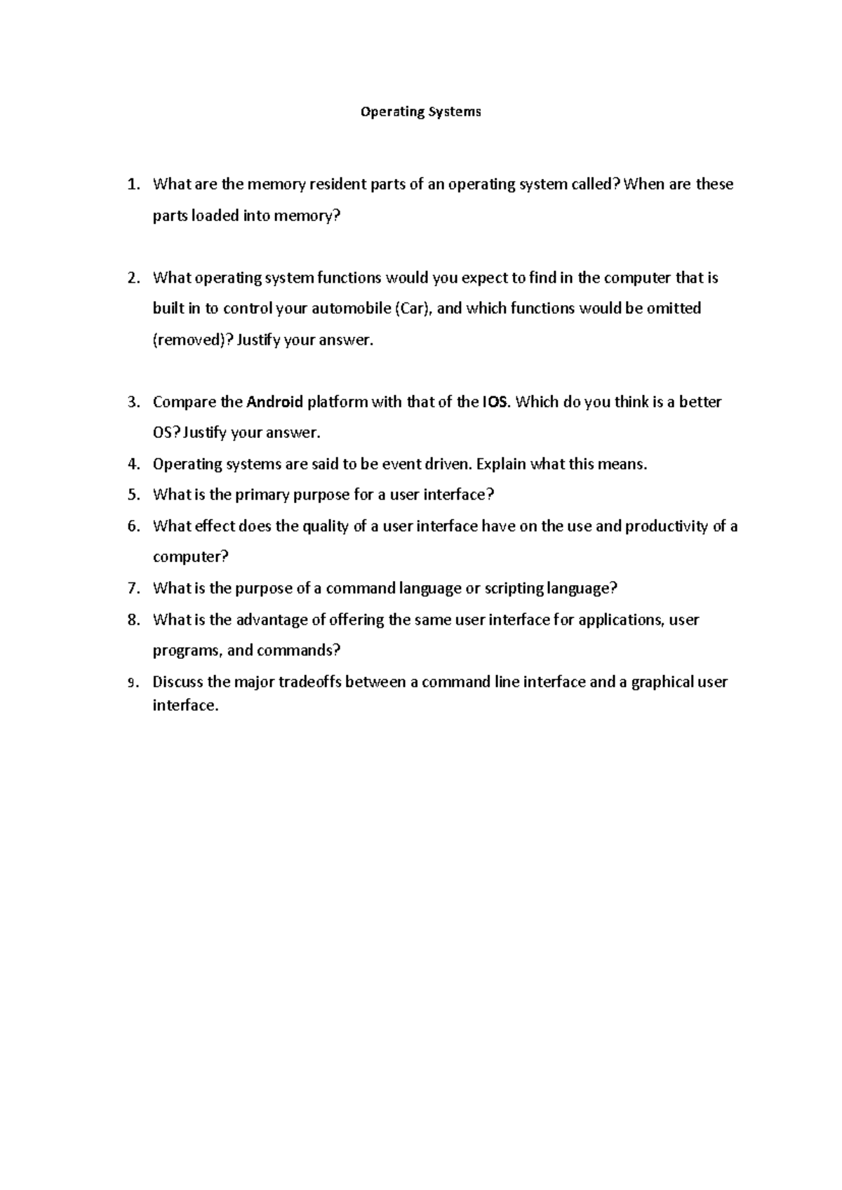 OS & User view - OS and relevant info - Operating Systems What are the ...